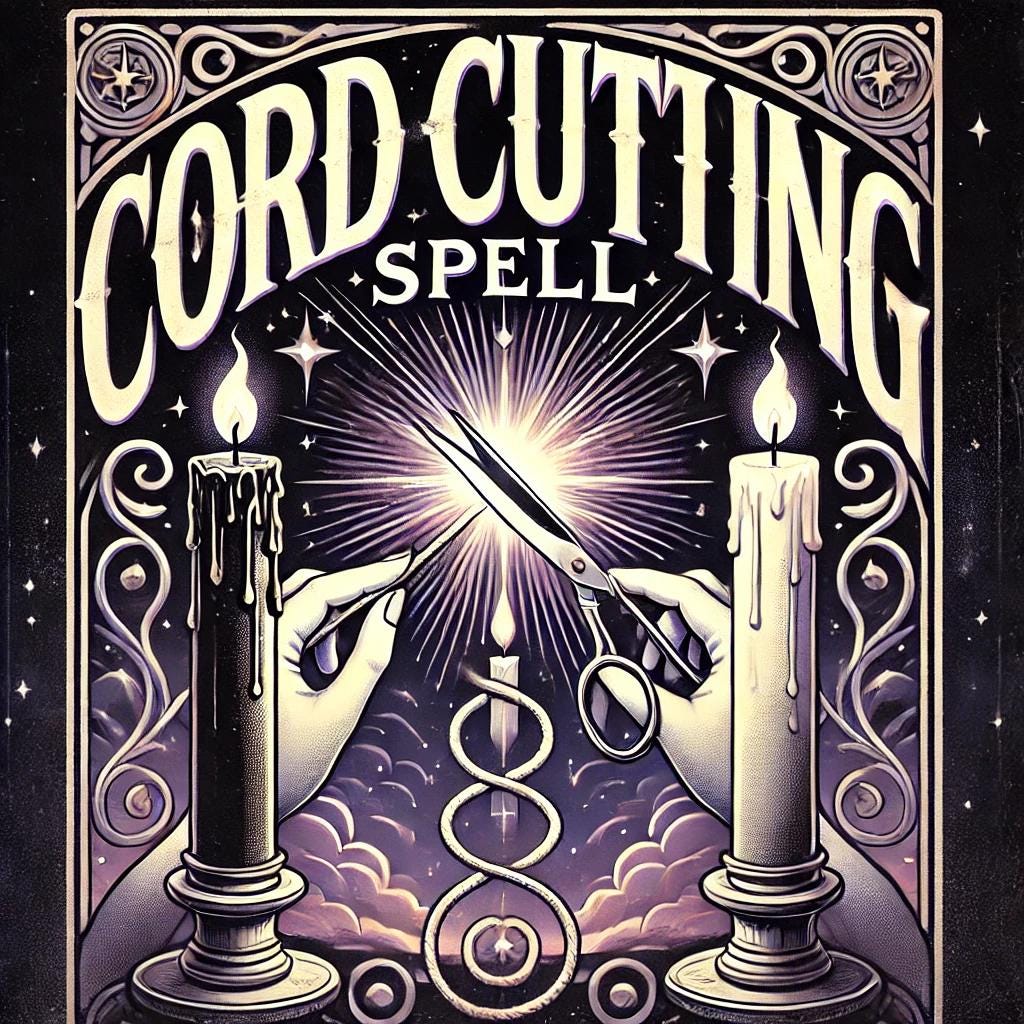 Cord Cutting Spell Ritual - Black and White Candle Magic Design for Sp