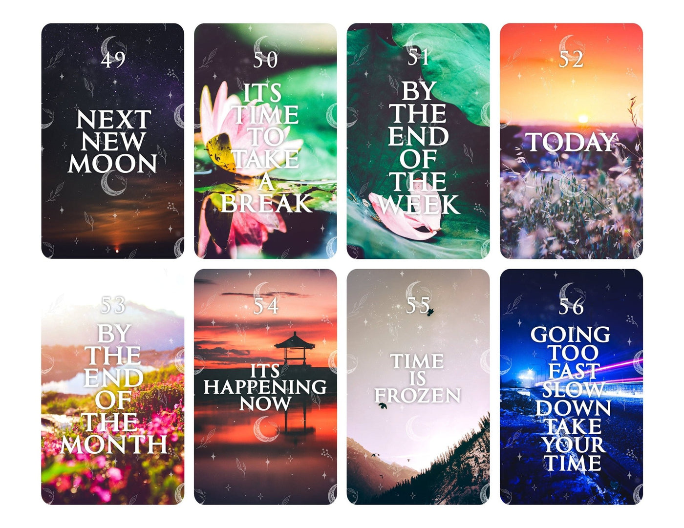 Mystical Divine Timing Printable Oracle Deck - Digital File 60 Cards